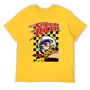 COROBAN Men's Go Speed Racer Classic Sports Tshirts Anime Tee Yellow L