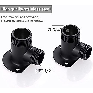 Aolemi Matte Black Installation Kit for Exposed Wall Mount Bathroom Faucet Outdoor Shower System Thermostatic Bar Mixer Valve Convert in-Wall to Surface Mount NPT 1/2 Male by G 3/4 Male Brass