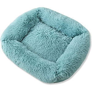 Bed Morandi Blue Plush Square Beds for Small Medium Large Dogs Super Soft Winter Warm Sleeping Mats for Cats 1Pcs Xs