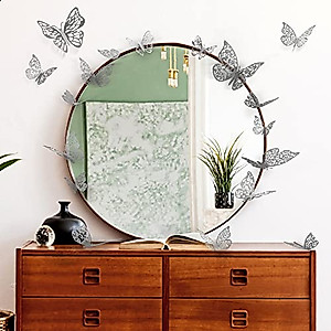 3D Butterfly Wall Decor - 72 PCS 3 Sizes 6 Styles Silver Butterfly Decorations - Butterfly Birthday Decorations Butterfly Party Decorations/Butterfly Cake Decorations/Butterfly Stickers for Birthday Kids Bedroom Nursery Wedding