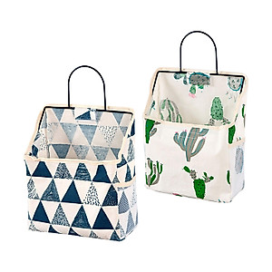 SuperDuo 2Pack Wall-Mounted Fabric Storage Bag Big Pocket Clothing Closet Organizer Basket Over The Door Linen Cotton Hanging Shelves Home Kitchen Box for Bedroom Bathroom Dormitory Desktop