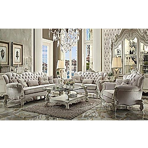 ACME Versailles Sofa w/5 Pillows - 52105 - Ivory Velvet & Bone White