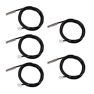 10K Temperature Sensor Probe, DROK 5pcs 1 Meter Waterproof Temp Sensor Probe, Stainless Steel 3950 NTC Temp Sensor Probe, Digital Temperature Transmitter Extension Cable