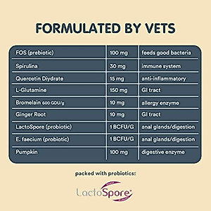 Digestive Soft Chew Supplement for Dogs, Prebiotic, Probiotics, Fiber. Solid Stools & Stop Scooting, Vet-Developed. Allergen-Free, Plant-Based - Made in USA - Benefit Pet Products (Pumpkin, 90ct)