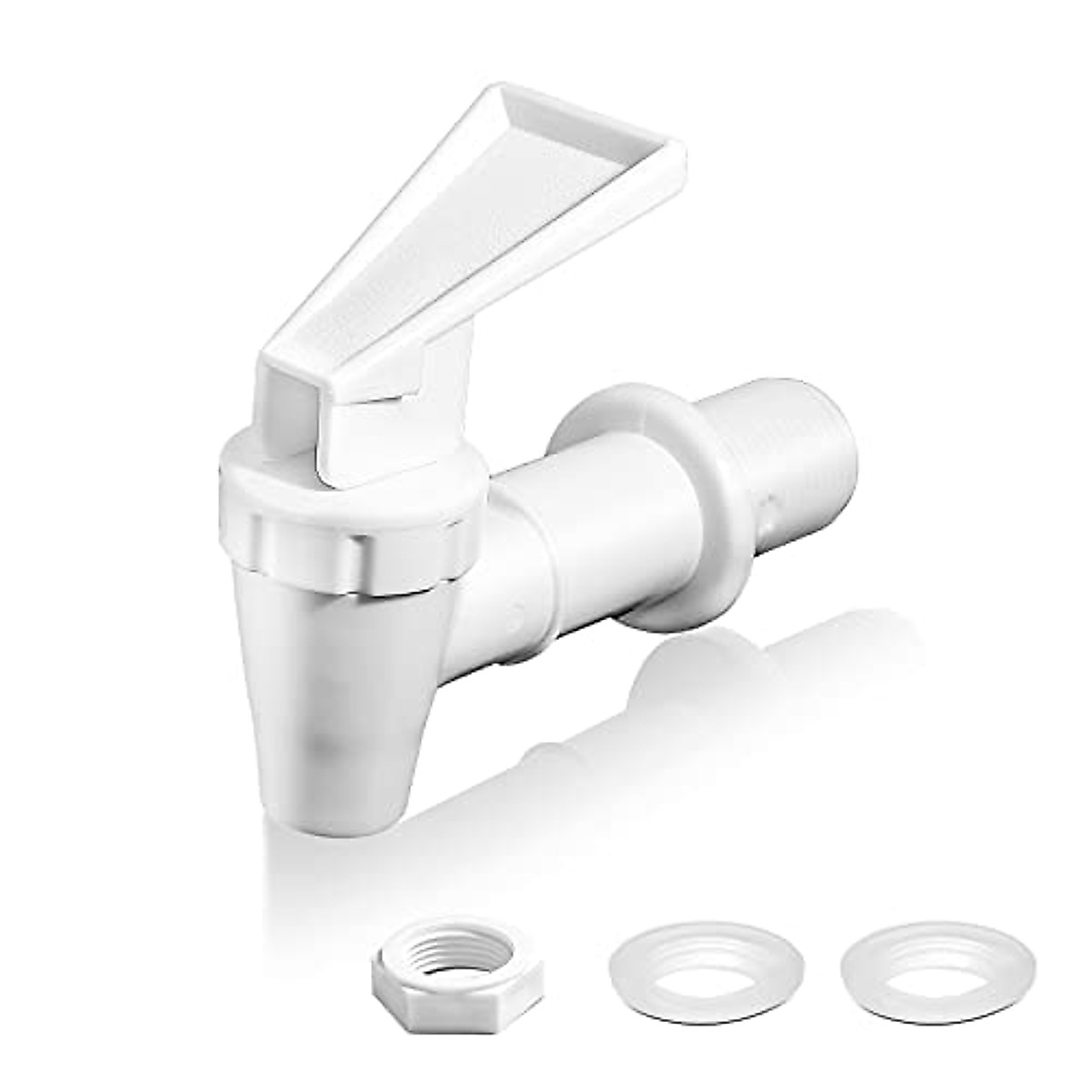 Lanzeuta 2 Sets BPA-Free Replacement Cooler Faucet, White Water Dispenser Tap Set, Reusable Plastic Spigot Spout Water Beverage Lever Pour Dispenser Valve Water Crock Tap