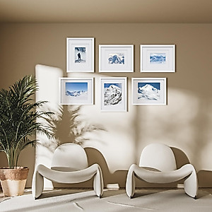Egofine 11x14 Picture Frames Made of Solid Wood 6 PCS White Covered by Plexiglass - for Table Top and Wall Mounting for Pictures 8x10 or 5x7 with Mat Horizontally or Vertically Display Photo Frame