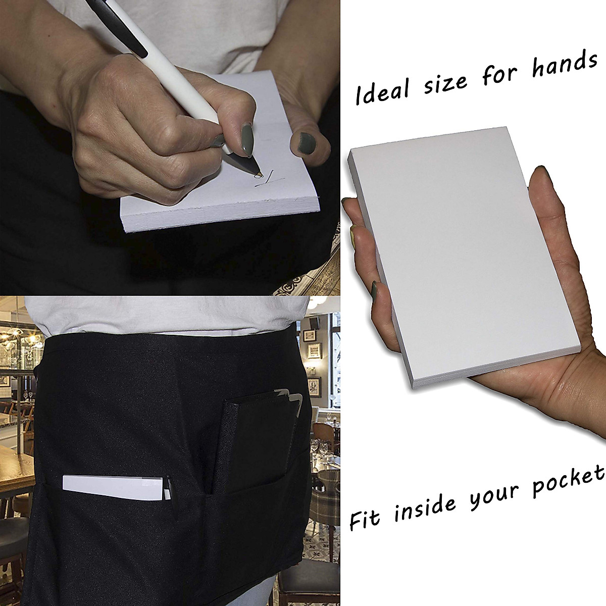 [10 Pack] 100 Sheets Paper Notepads - 4 x 6” Memo Scratch Pad Server Waitress Waiter Book To Do Grocery List Small Notebook Restaurant Checkbook White