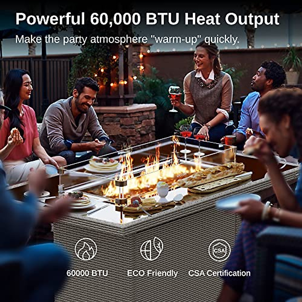 EAST OAK 44'' Propane Fire Pit Table + Cover, 60,000 BTU Gas Firepit with Aluminum Frame and Tempered Glass