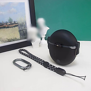 SKPY Case for Google Pixel Buds Pro with Snap Switch Security Clip, with Cleaning Pen Protective Black Pixel Buds Pro Case with Carabiner & Lanyard