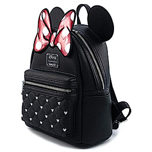 Loungefly Disney Minnie Mouse Bow Faux Leather Womens Double Strap Shoulder Bag Purse