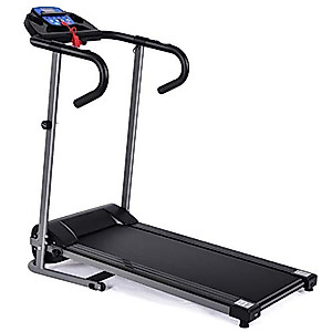 GYMAX Folding Treadmill, Electric Motorized Running Jogging Machine with LCD Monitor & Device Holder, Easy Assembly Heavy Duty Walking Treadmill for Home