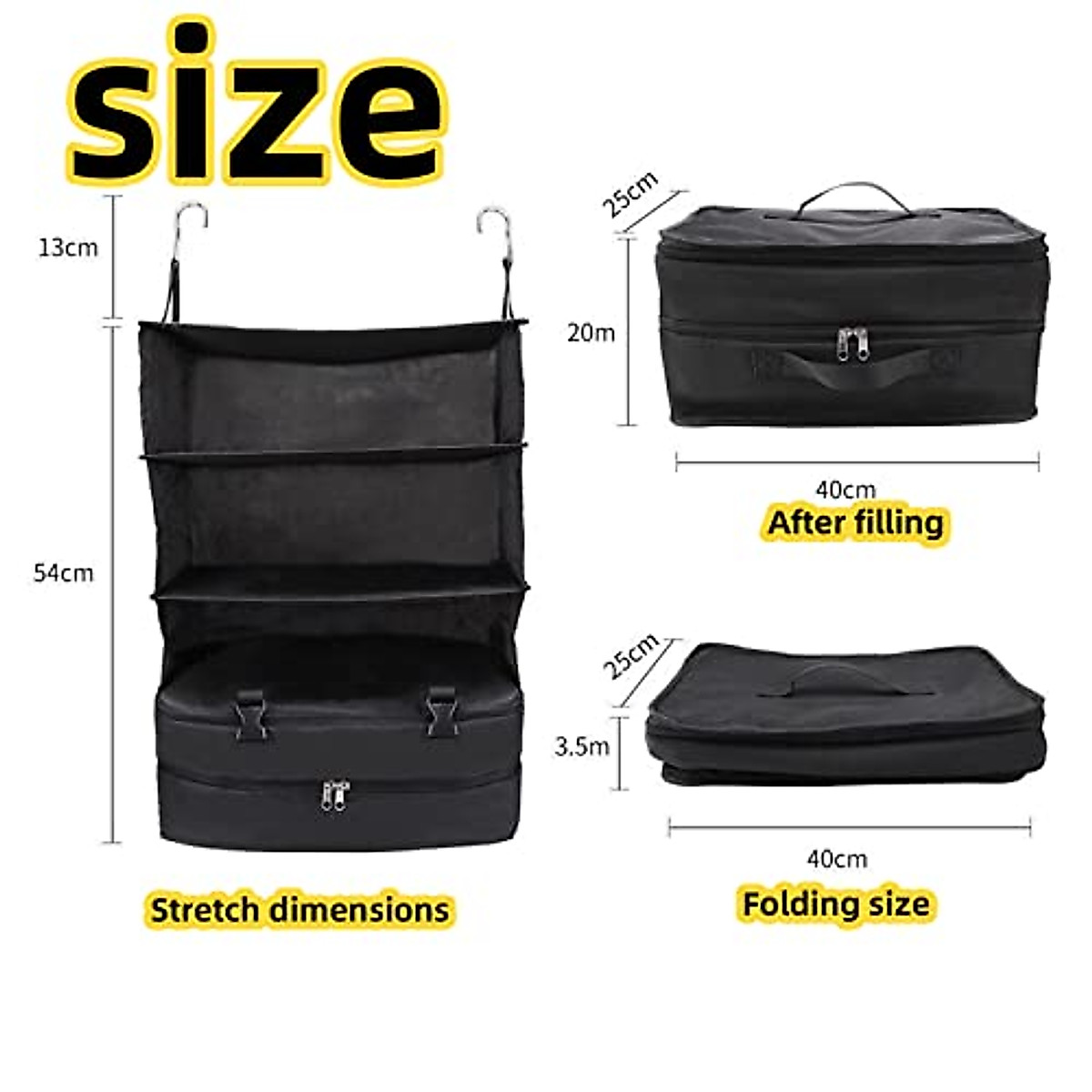 Jaugufiy Hanging Closet Storage Bag Multi-layer Hanging Travel Shelves Suitcase Foldable Hanging Packing Cubes Suitcase Storage Bag for Travel for Wardrobe