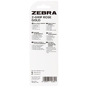 Zebra Classic Rose Gold Ballpoint Pens, Black Ink, 3 count (Pack of 1)