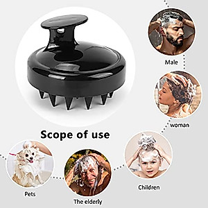 Hair Shampoo Brush, Scalp Massager Shampoo Brush, Soft Silicone Scalp Scrubber Brush for Dandruff Removal and Hair Growth, Scalp Care Hair Brush for All Hair Types(Black)