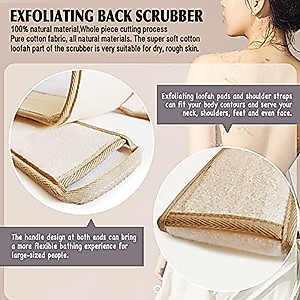 Natural Loofah Sponge Back Exfoliating Scrubber Combo Set, Seep Cleansing Skin and Facial Loofah Pad