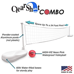 Dunn-Rite Clear Shot 2-in-1 Full Court Pool Basketball & Volleyball Game Set