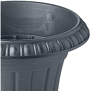 Arcadia Garden Products PL00GY Classic Traditional Plastic Urn Planter Indoor/Outdoor, 16" x 18", Gray