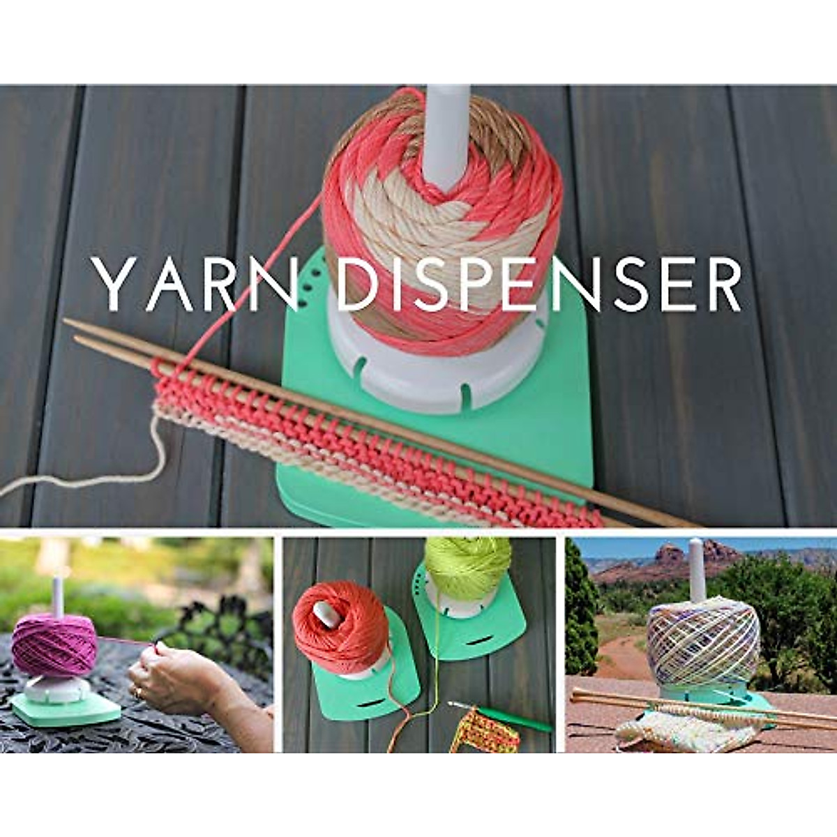 Yarn Dispenser by Yarn Valet – Non-Slip Base with Built-in Holder for Markers, Pattern and 4” Gauge Ruler