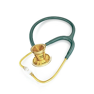 MDF Gold ProCardial Cardiology Stethoscope, Lightweight Titanium, Adult, Dual Head, Emerald Green Tube, Gold Chestpiece-Headset, MDF797TK21