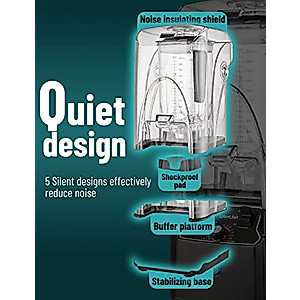 WantJoin Professional Commercial Blender With Shield Quiet Sound Enclosure 2200W Industries Strong and Quiet Professional-Grade Power, Self-Cleaning, Black