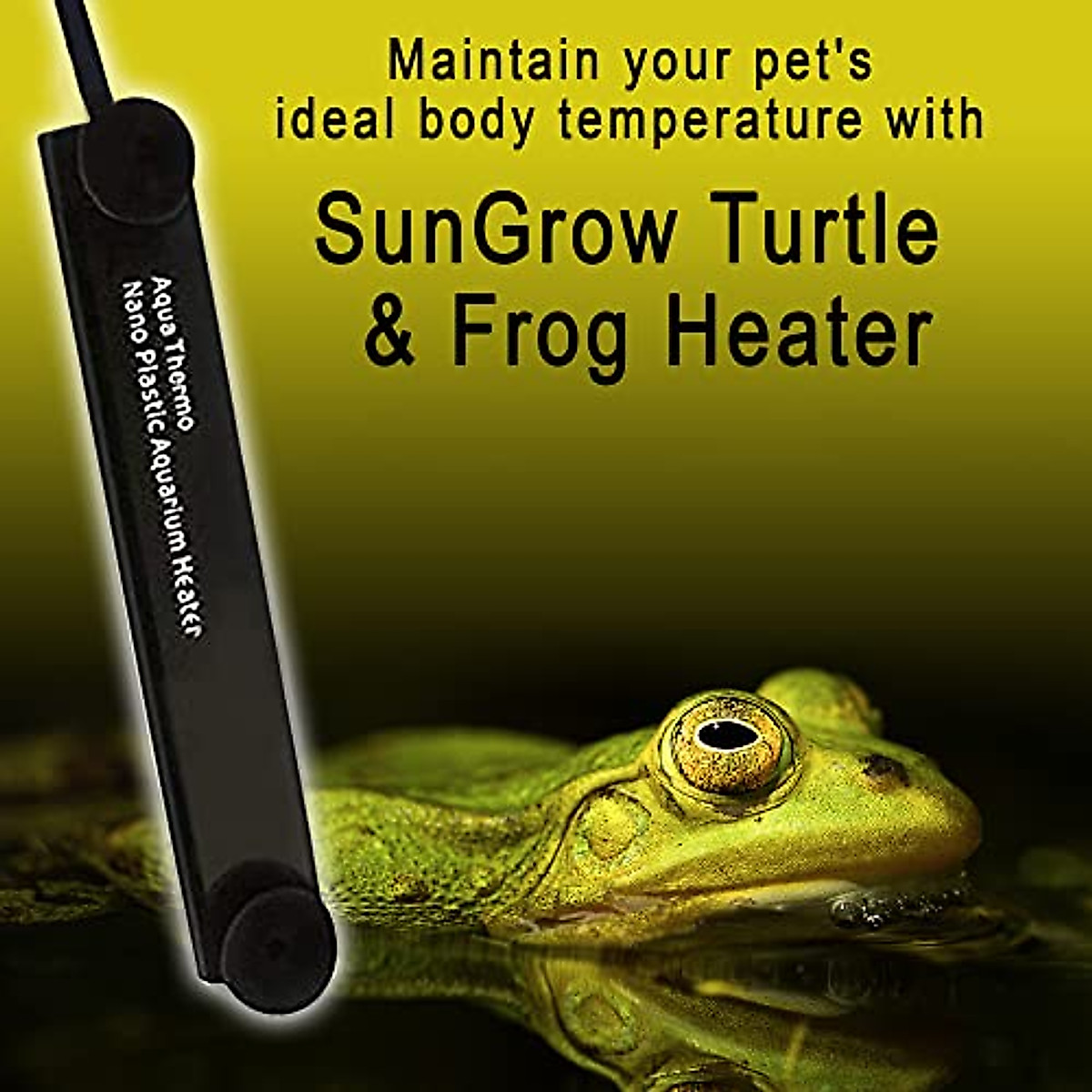 SunGrow Turtle & Frog Heater, 10W, Cat & Dog Heated Water Bowl, Bird Fountain Deicer, Chicken & Horse Water Dispenser, Quail, Goose Waterer Bucket, Submersible Aquarium Heater Small Tanks