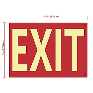 Photoluminescent red EXIT SIGN/GLOW IN THE red DARK EXIT SIGN (ALUMINIUM, 7X10 INCH,HEAVY DUTY, RUST FREE)