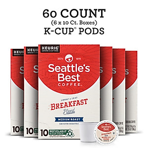 Seattle's Best Coffee Breakfast Blend Medium Roast K-Cup Pods |10 Count (Pack of 6)