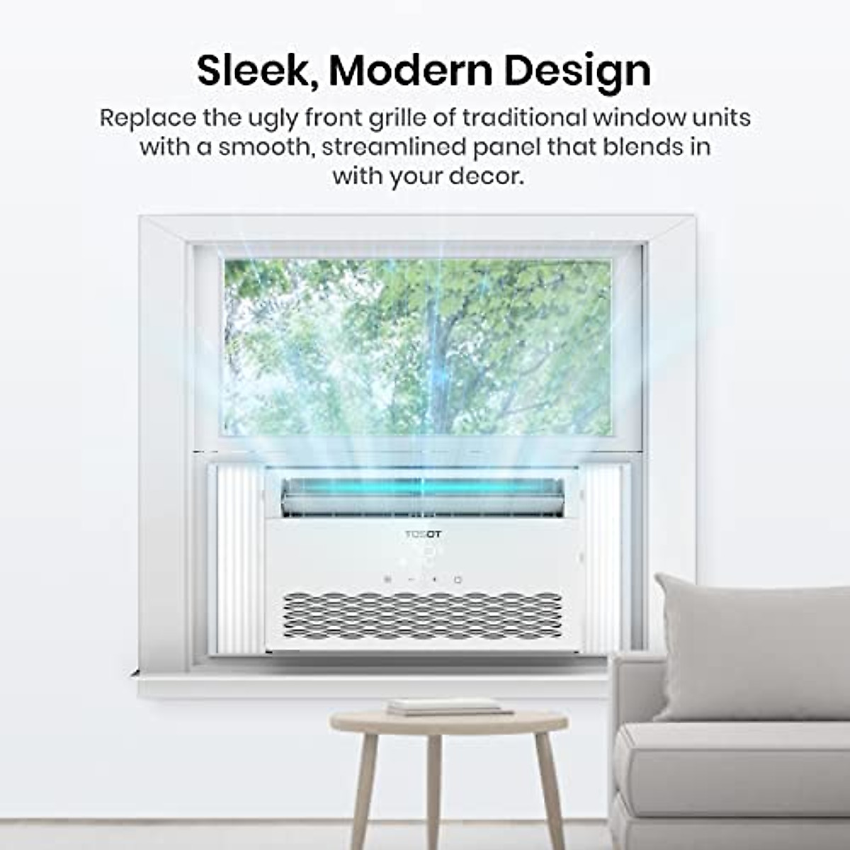 TOSOT 10,000 BTU Window Air Conditioner - Energy Star, Modern Design, and Temperature-Sensing Remote - Window AC for Bedroom, Living Room, and attics up to 450 sq. ft. , White