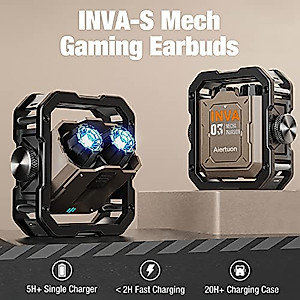 Aiertuon Wireless Bluetooth 5.3 Gaming Earbuds, 3D Stereo Clear Call Noise Canceling in-Ear Headphones, 65ms Low-Latency TWS Headphone Compatible for iPhone Android, with Fidget Spinner, RGB Lights