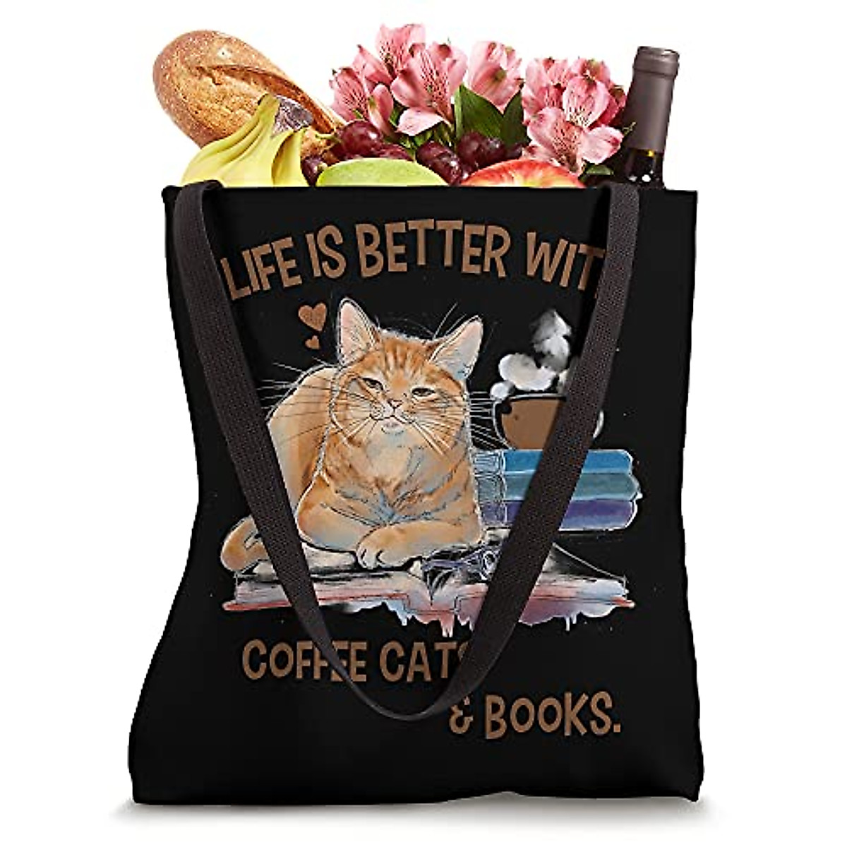 Cats 365 Life Is Better with Cats And Books Cat Book Tote Bag