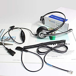 Wantek RJ9 Telephone Headset Mono with Noise Cancelling Mic, Quick Disconnect, Only for Plantronics M12 M22 MX10 Amplifiers or Cisco 7940 7942G 7945G 7960G 7975G 7821 7861 8841 8851 IP Phones(600QC1)