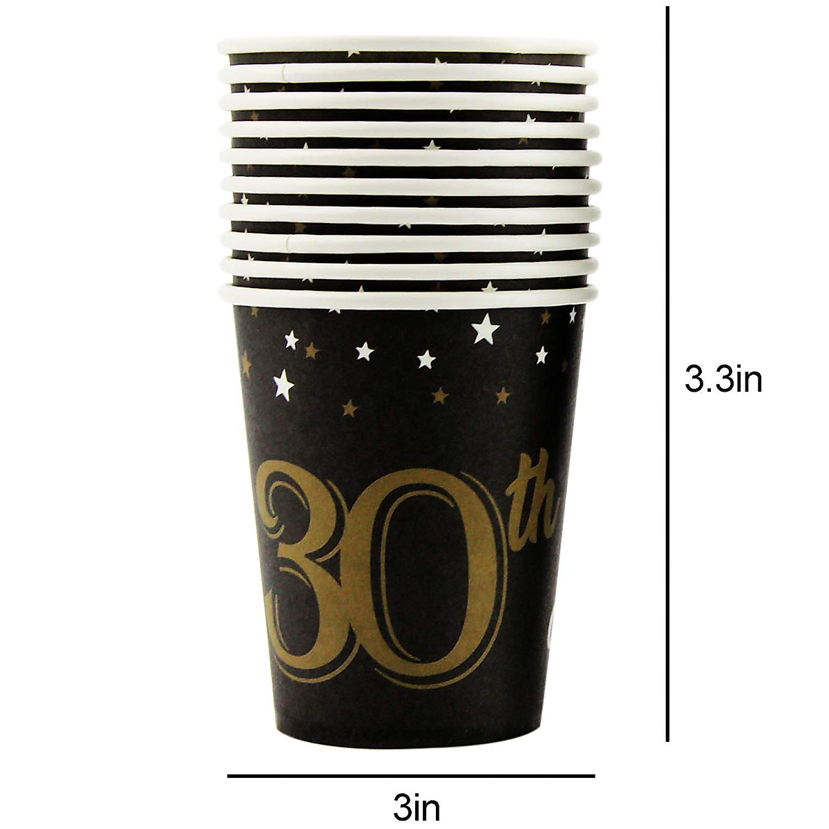 102-Piece 30th-Birthday Party Supplies Set With 30th Birthday Plates and Napkins, Cups, Banner, and Tablecloth, Serves 25. 30th birthday decorations for Men and Women