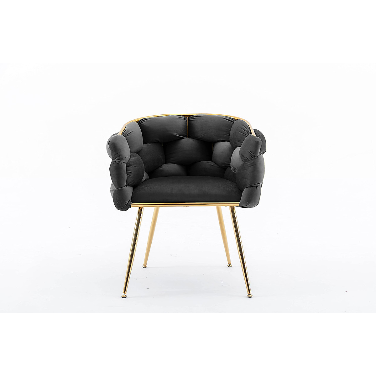 INMOZATA Velvet Chair Modern Dining Chair with Gold Legs, Upholstered Accent Chairs for Dining Room, Kitchen, Vanity, Living Room,Black