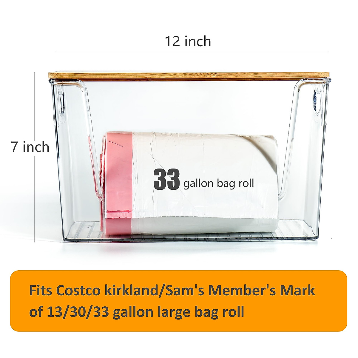 Extra Large Trash Bag Holder with Lid, Hudgan Acrylic Garbage Bag Dispenser with Handles, Containers for Laundry Room Organization and Storage