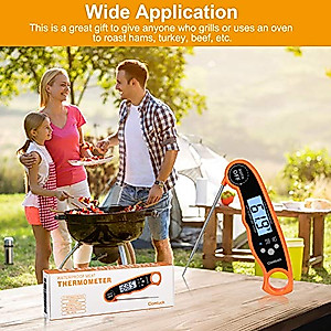 Comluck Instant Read Meat Thermometer - CA001 Digital Oven Cooking Food Min Max Thermometer Magnetic Waterproof with Backlight for Adults Kitchen Grill Steak Outdoor BBQ Barbecue Baking