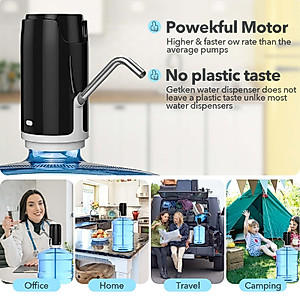 Automatic Water Pump Water Dispenser, USB Rechargeable Water Dispenser Water Pump, 5 Gallon Bottle Electric Water Pump,Portable Electric Water Bottle Pump for Camping,