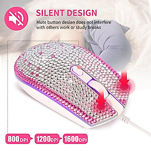 MagiDeal USB Gaming Mouse 1600DPI,Breathing LED Lights, Rhinestone Mouse Mice for PC Keyboard,for Windows Laptop Gamer