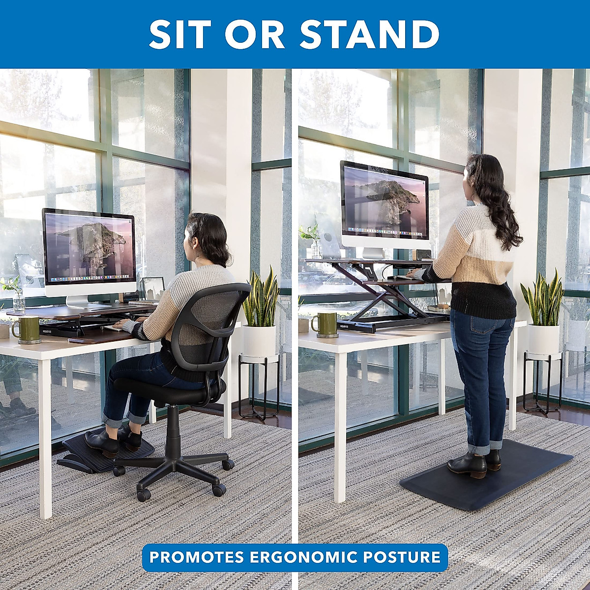 Mount-It! Height Adjustable Desk Converter, 38” Wide Tabletop Standing ...