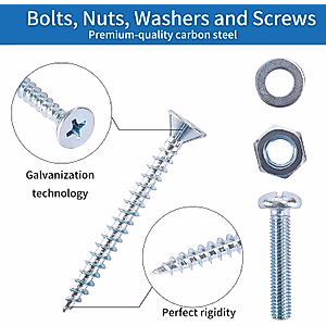HongWay 2000pcs Hardware Assortment Kit, Nuts and Bolts Assortment Kit with 64 Sizes Bolts, Nuts & Washers Assortment and Metal & Wood Screw Organizer (3 Trays)