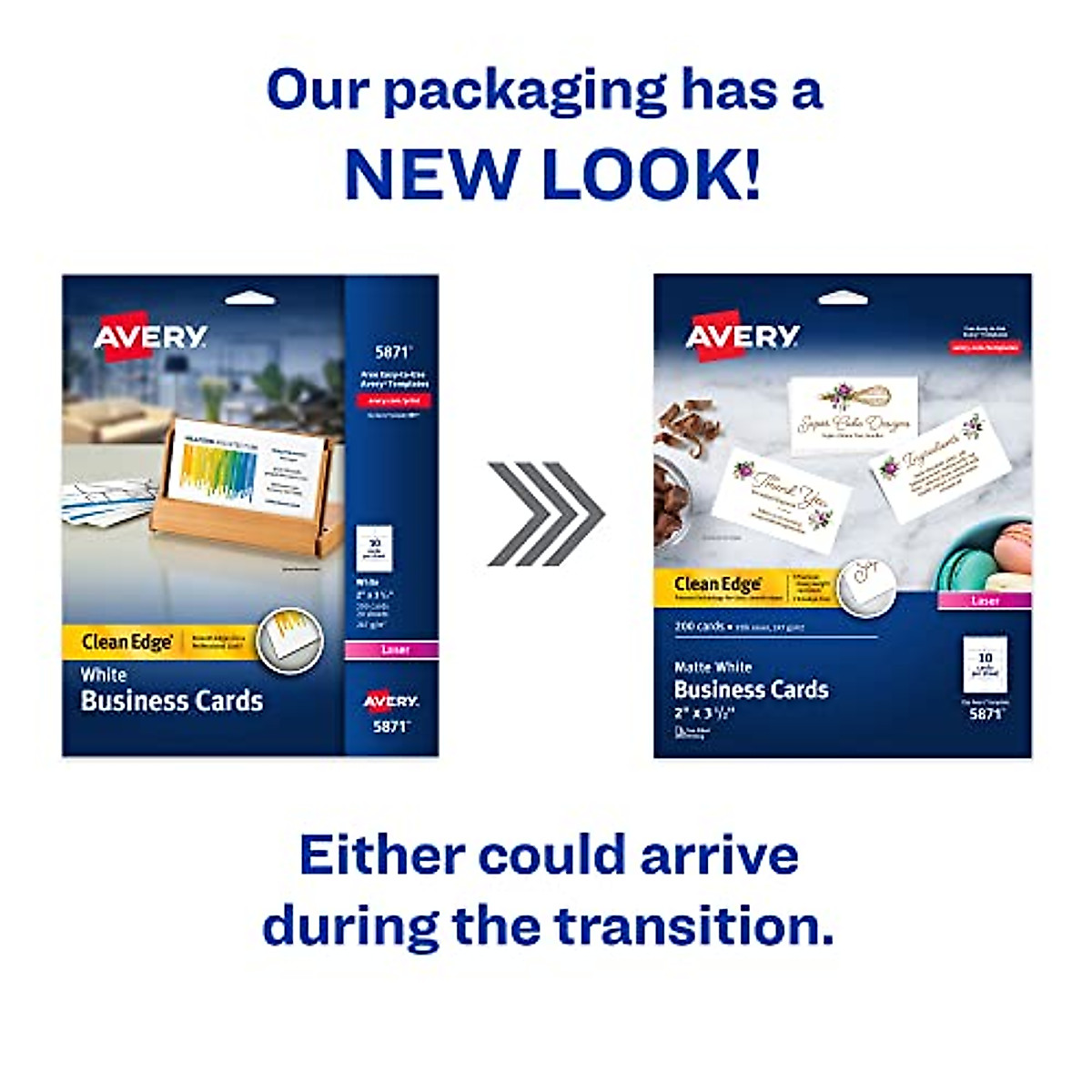 Avery Clean Edge Printable Business Cards with Sure Feed Technology, 2" x 3.5", White, 200 Blank Cards for Laser Printers (5871)