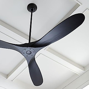 WZHESS 60 inch Black Ceiling Fan without Light, Outdoor Patio Fans for Outside, Large Modern Ceiling Fan with 3 Wood Blades, Quiet DC Motor for Living Room Bedroom Farmhouse(Black, 60inch)