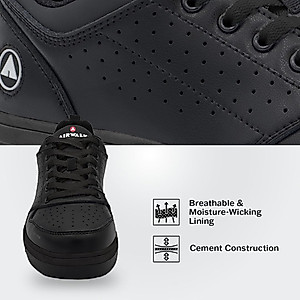 Airwalk Arena Low Top Composite Toe Men’s Industrial Work Shoes, Black/Black, Size 9, Medium, Comfortable & Light Work Shoes for Men, Electric Hazard, Slip Resistant