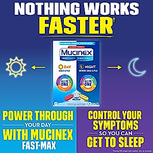 Mucinex Maximum Strength Fast-Max Day Cold & Flu & Nightshift Night Severe Cold & Flu All in One, Fast Release, Powerful Multi-Symptom Relief, 20 caplets (12 Day time + 8 Night time)