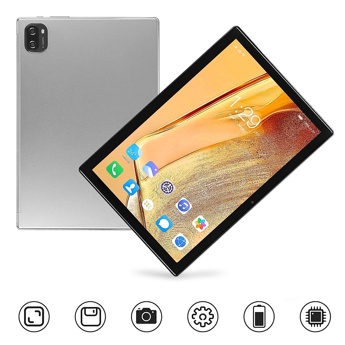 2 in 1 Tablet, 10.1 Inch Android 12 Tablet, Octa Core CPU, 8GB RAM 256GB ROM, FHD Touchscreen, 8+16MP Dual Camera, 2.4/5G WiFi, BT 5.0, 4G Cellular Tablet with Keyboard & Case (Grey)