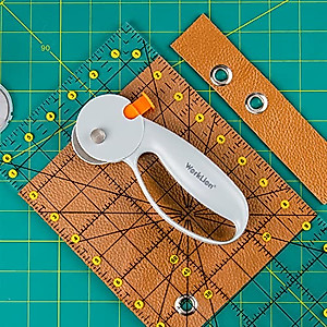 WORKLION 45mm Rotary Cutter for Fabric:Safety Lock with Ergonomic Classic Comfortable Handle Suitable for Crafting Sewing Quilting Crafts Includes Extra 5pcs 45mm Replacement Blade