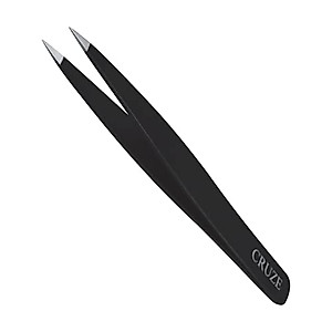 CRUZE Tweezers Set (4-Piece) – Precision Tweezers for Facial Hair Women and Men – Eyebrow Tweezers Slanted and Pointed Tip for Ingrown Hair.