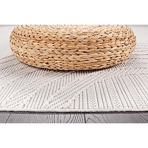 CAMILSON Micro Loop Rug 5x7 Modern Luxury Geometric Arch Area Rugs Soft High and Low Pile Stain Resistant Easy-Cleaning Non-Shedding for Living Room Office Indoor Carpet (5 x 7 / White)