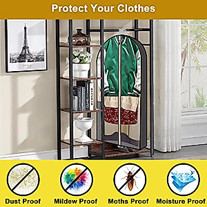65" Garment Bags for hanging clothes, 4" Gussetes, Clear Moth Proof Suit Bag for Closet Storage or travel, Plastic Protector for wedding dress, long gowns, dance costumes, Sweaters, Shirts, Jackets,Coat, 5 Packs, Black
