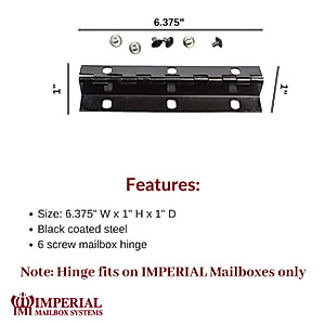 Imperial Mailbox Systems Door Hinge Size 6 Screw Holes Black (Small)