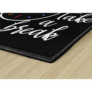 Flagship Carpets Take A Break Childrens Time Clock Classroom Entryway or Home Door Mat or Small Area Rug, 30" x 30", Black